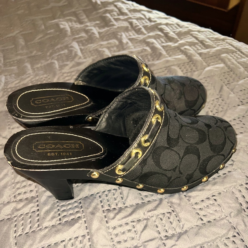 Coach Cadence Clogs In Black With Gold Studs! - Gem